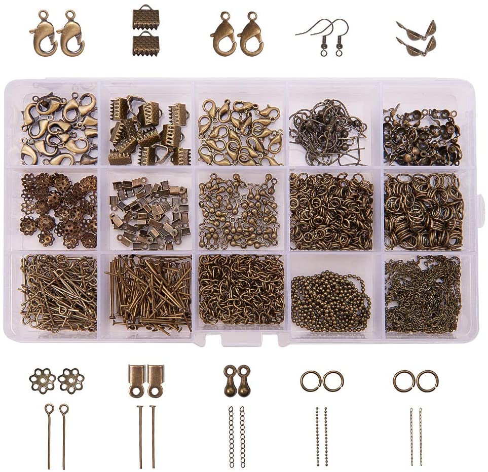 Jewelry Finding Kits with Clasps Jump Ring Ribbon End Earring Hook Bead ...