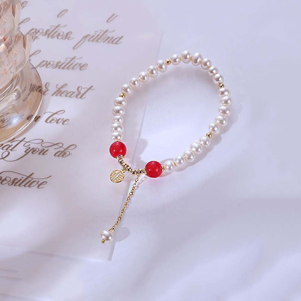 Jewelry Gift Chinese Style Jewelry Baroque Red Agate Beads Emerald ...