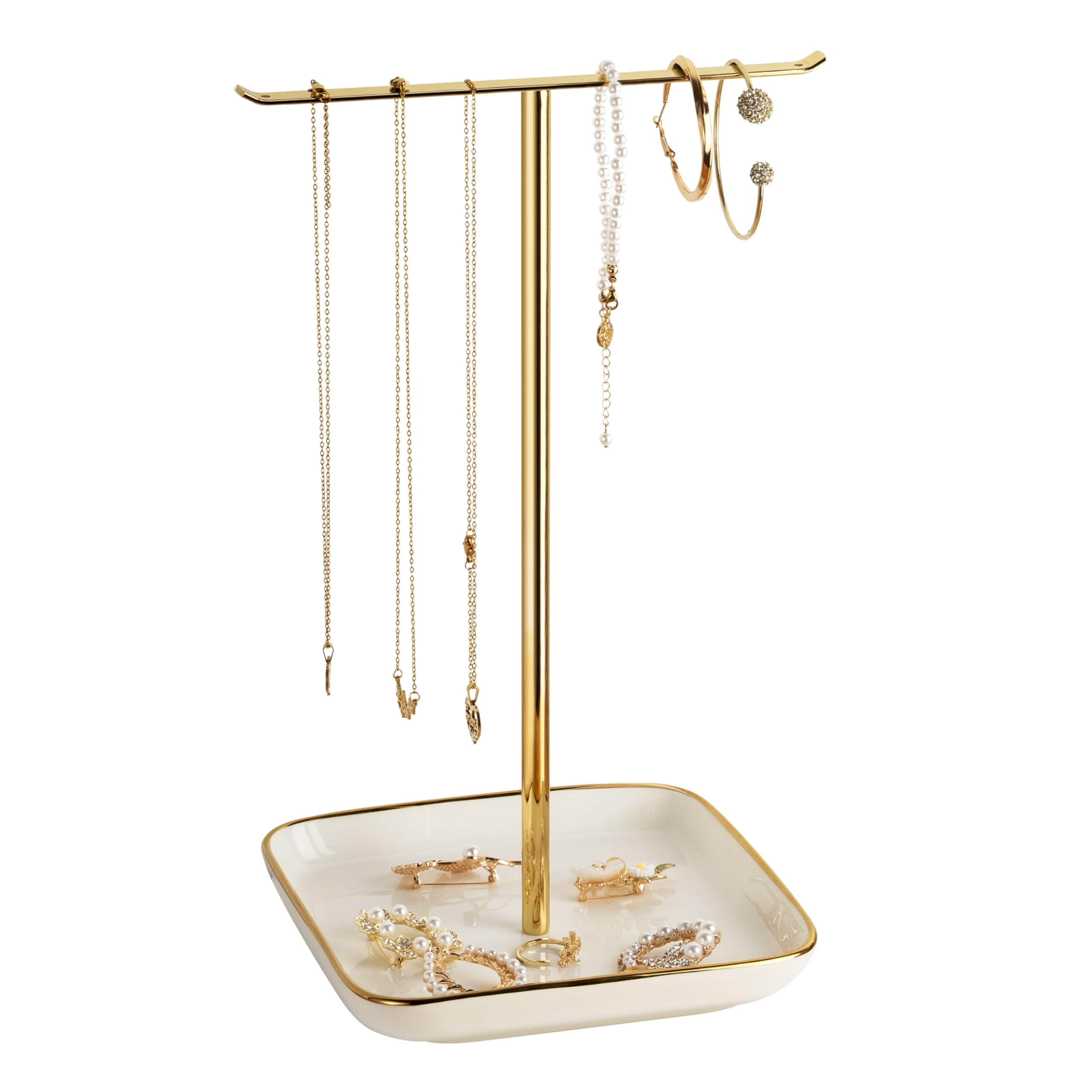 NIFFGAFF Jewelry Holder Stand with Ceramic Base: 12" Tall Necklace ...