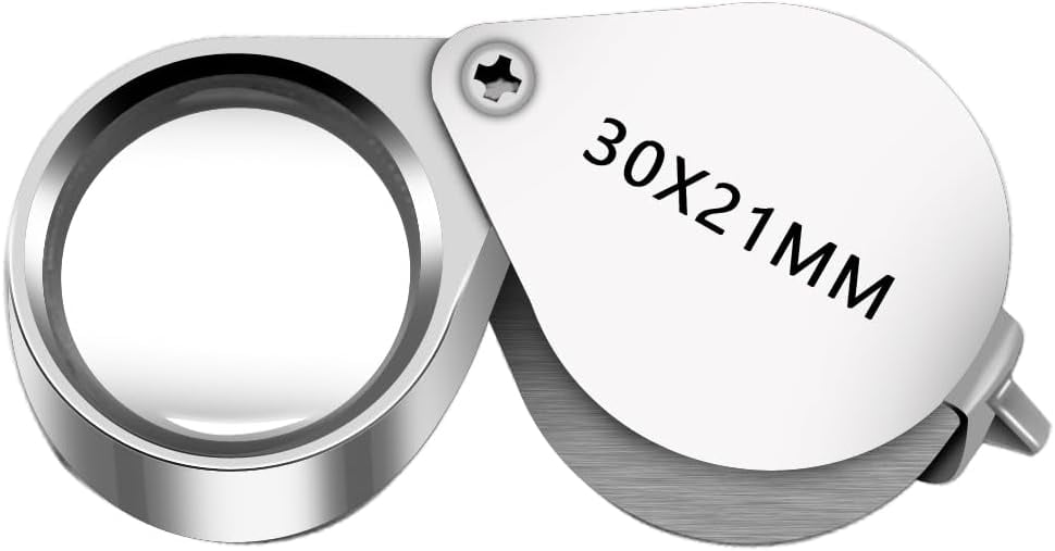 Jewelry Magnifying Glass, 30X21 High-Power Metal Folding Jewelry ...