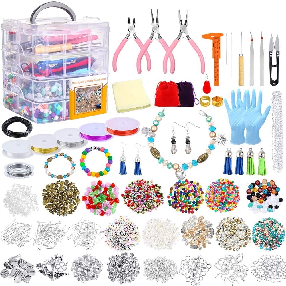 DIY Jewelry Making Kit, 1960-Piece Set with Beads, Charms, Pliers ...