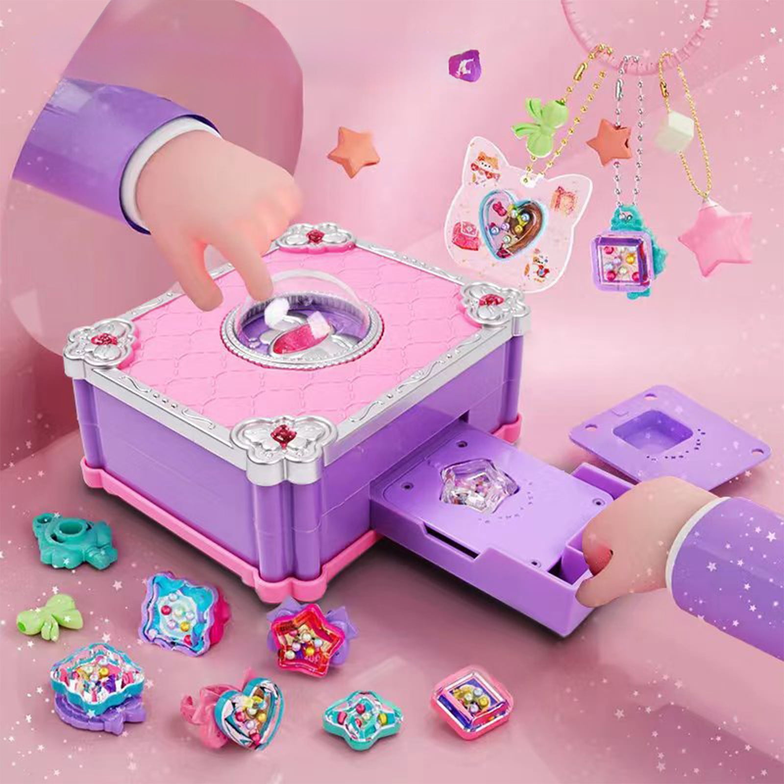 Jewelry Making Sticker Gift Box | DIY Accessory Set Pink | ABS Material ...