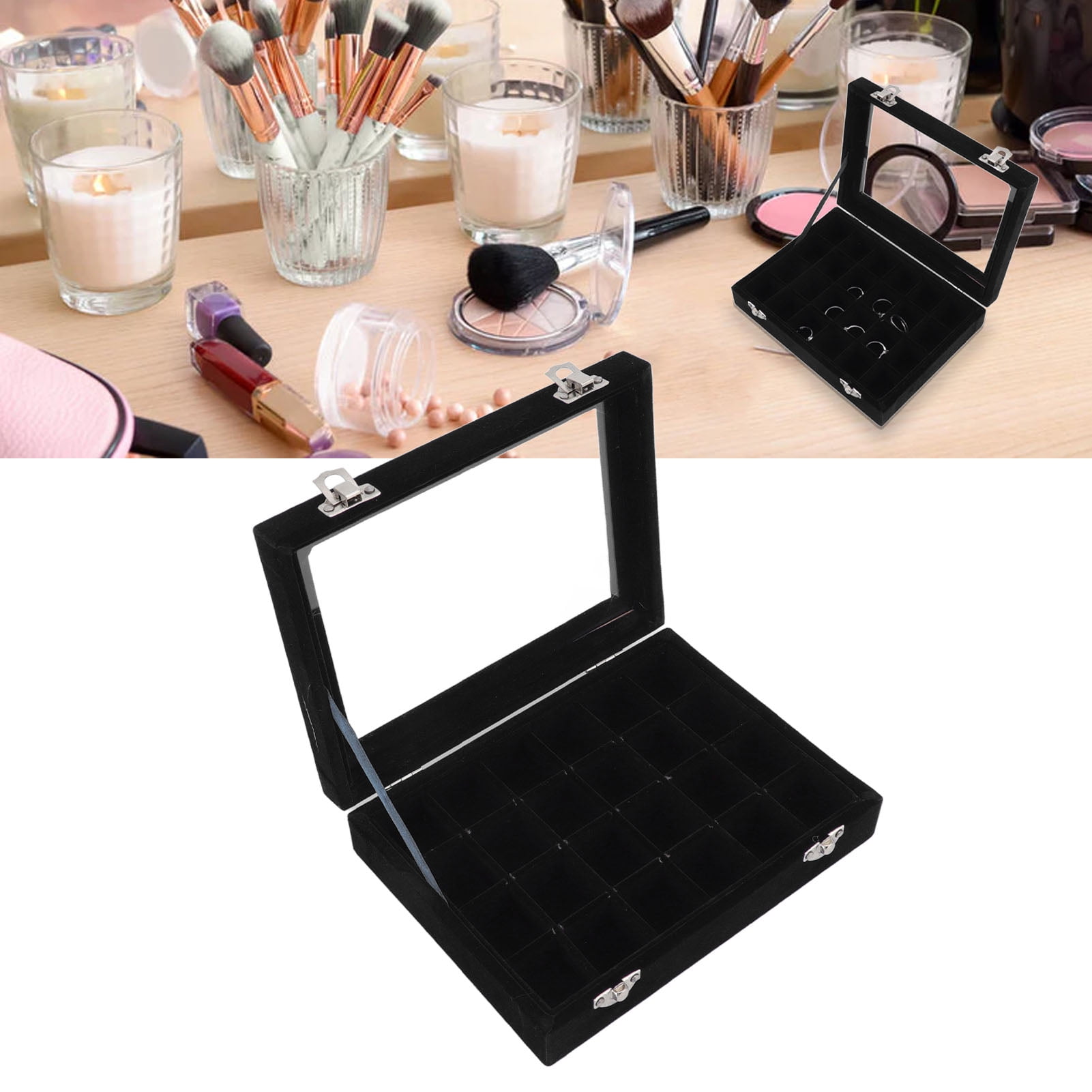 Jewelry Organizer, Jewelry Box, Compressed Wood + Velvet Lining Storage ...