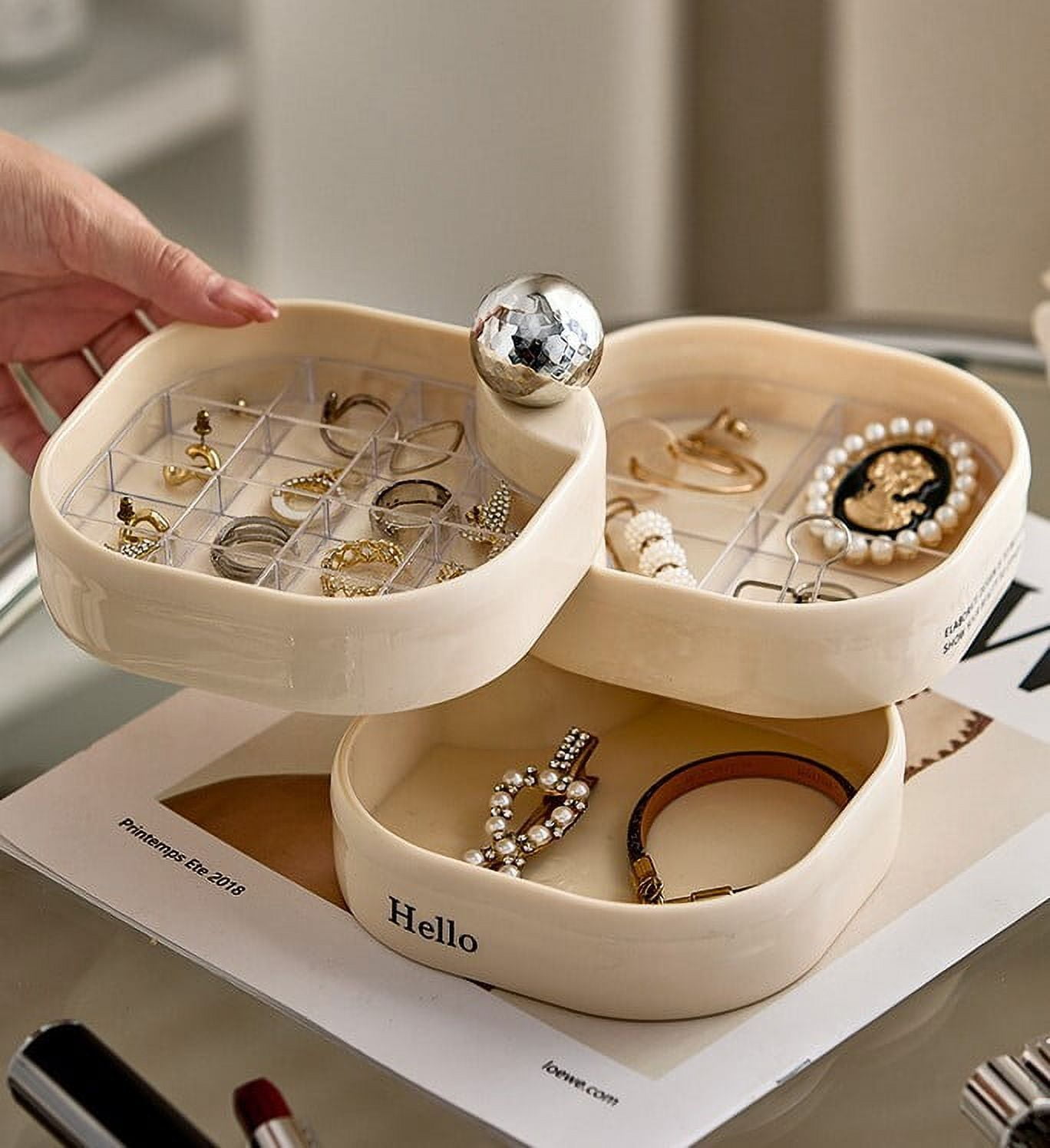 Jewelry Organizer, Small Jewelry Storage Box Earring Holder for Women ...