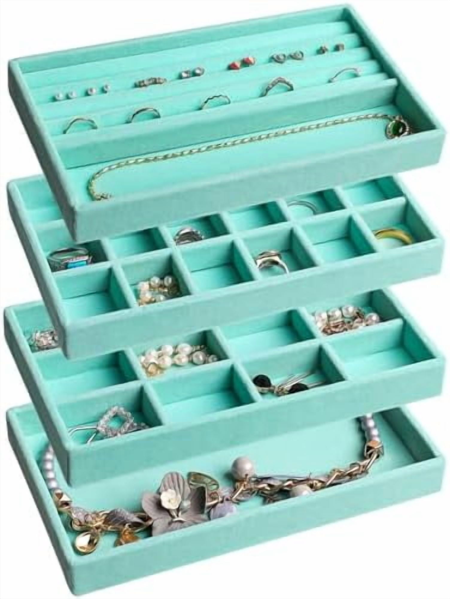 Jewelry Organizer Tray,Stackable Velvet Jewelry Trays,Drawer Inserts ...