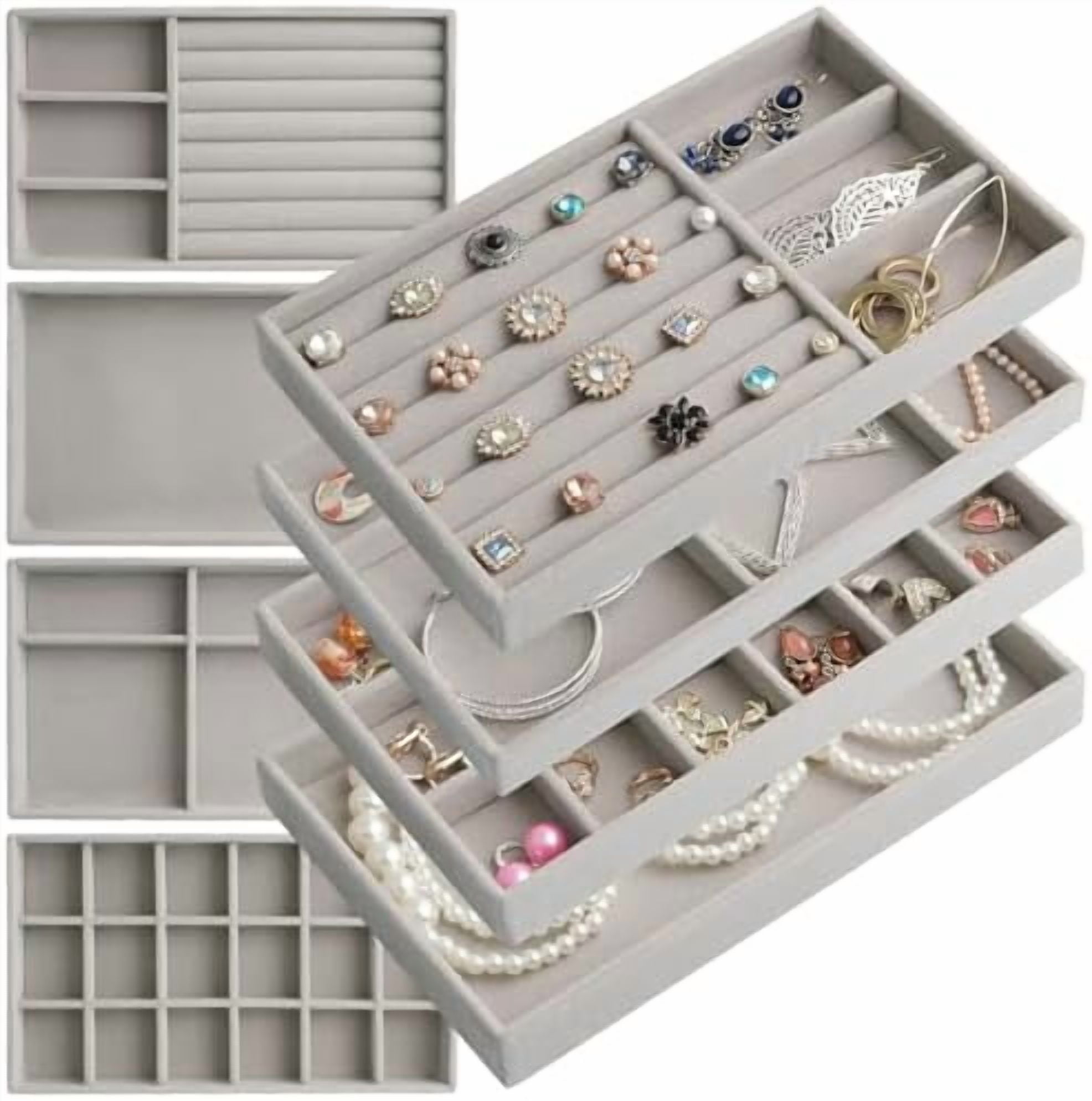 Jewelry Organizer Tray, Stackable Velvet Jewelry Trays, Jewelry ...