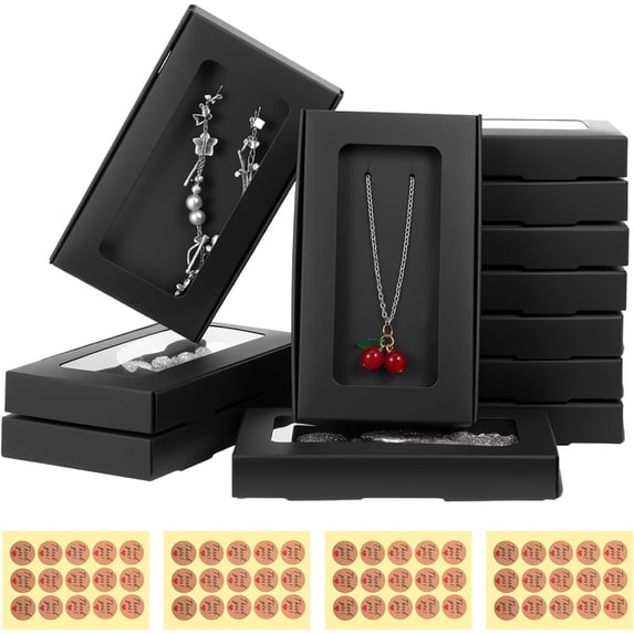 Jewelry Packaging Boxes with Stickers, Paper Necklace Gift Box Bulk ...