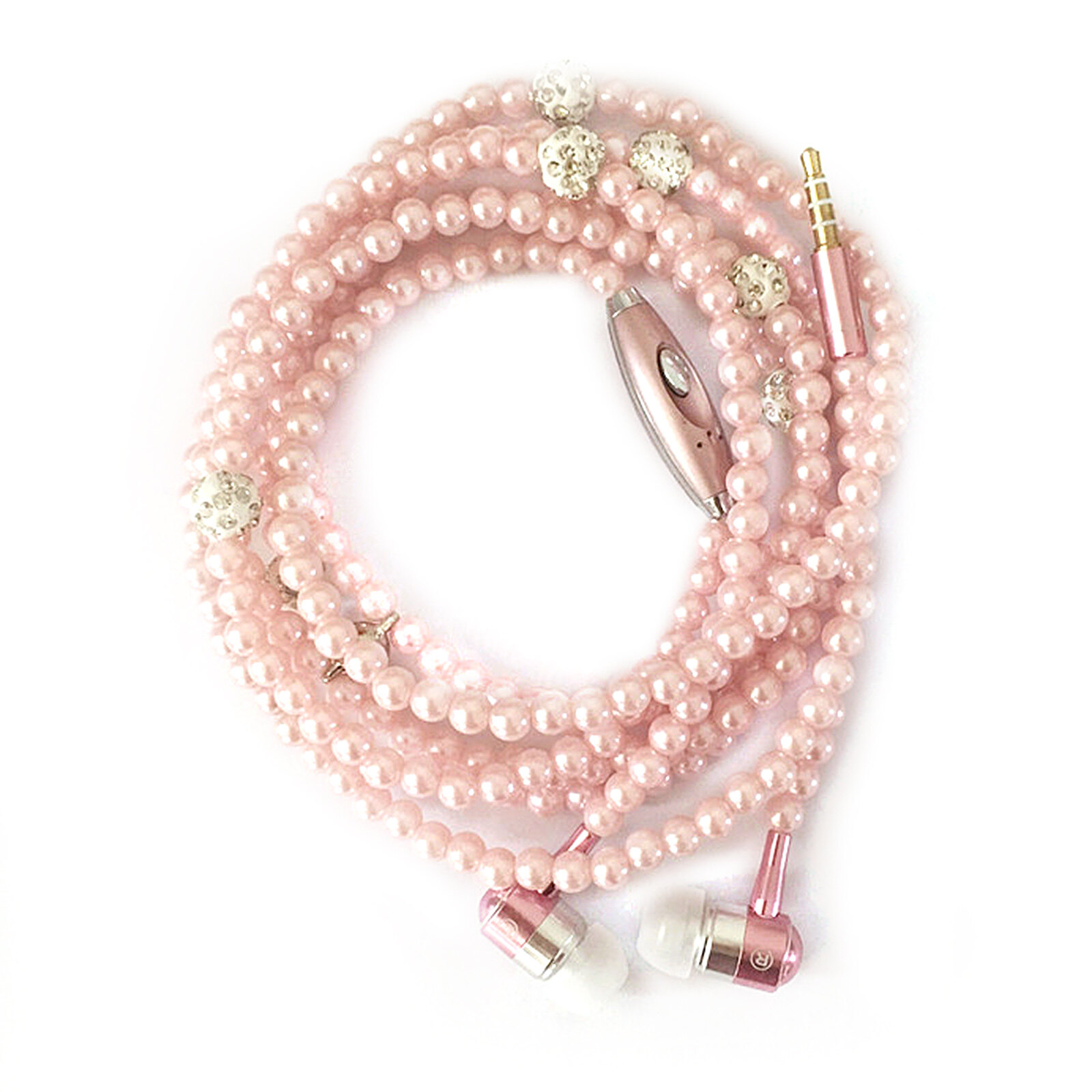 Jewelry Pearl Necklace Stereo Earphones with Microphone 3.5mm In-ear ...