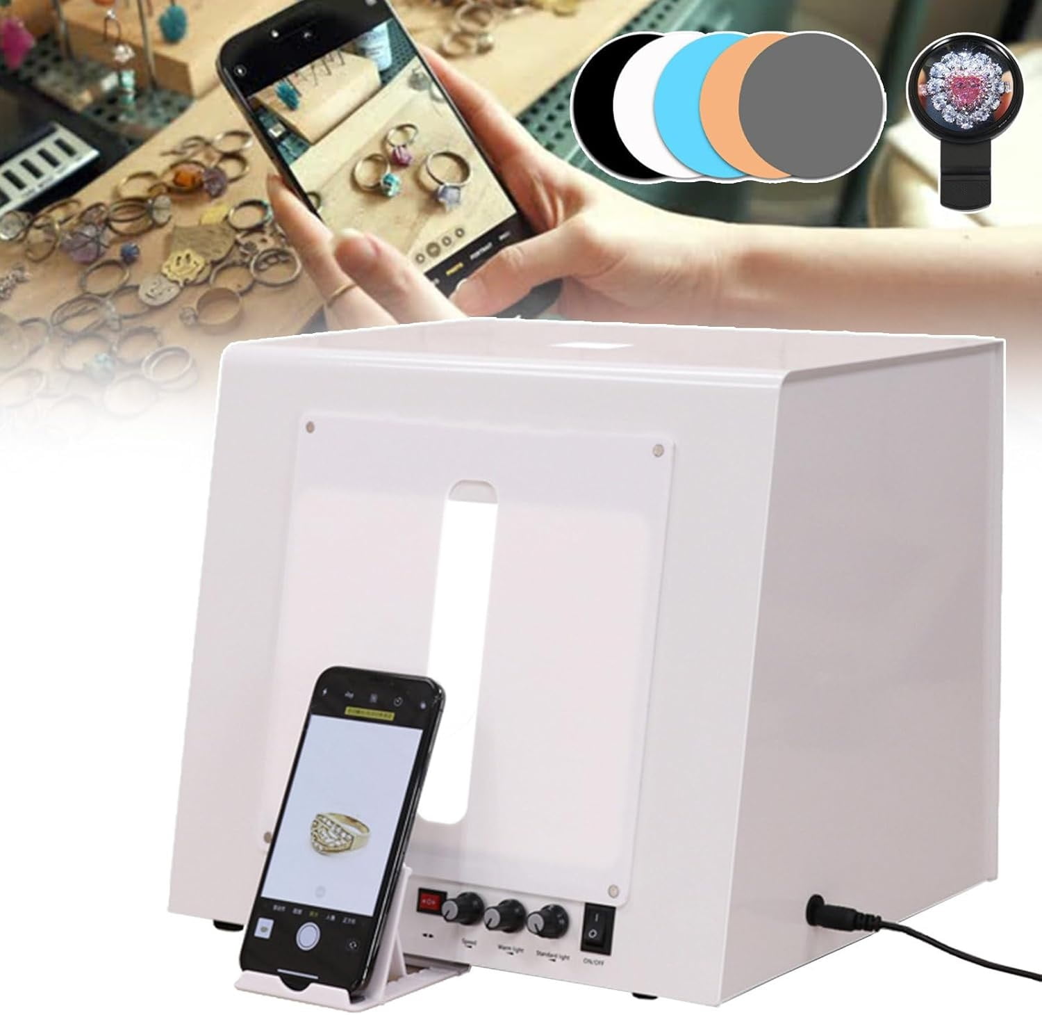 Jewelry Photo Studio Light Box-four light fill light/Brightness ...