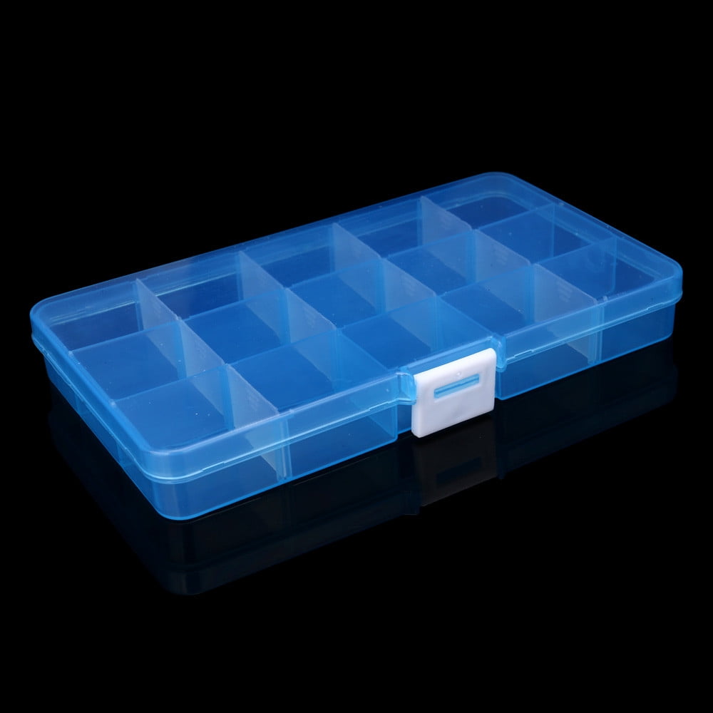 Jewelry Plastic Storage Box, Adjustable 15-Compartment Grid Slot ...