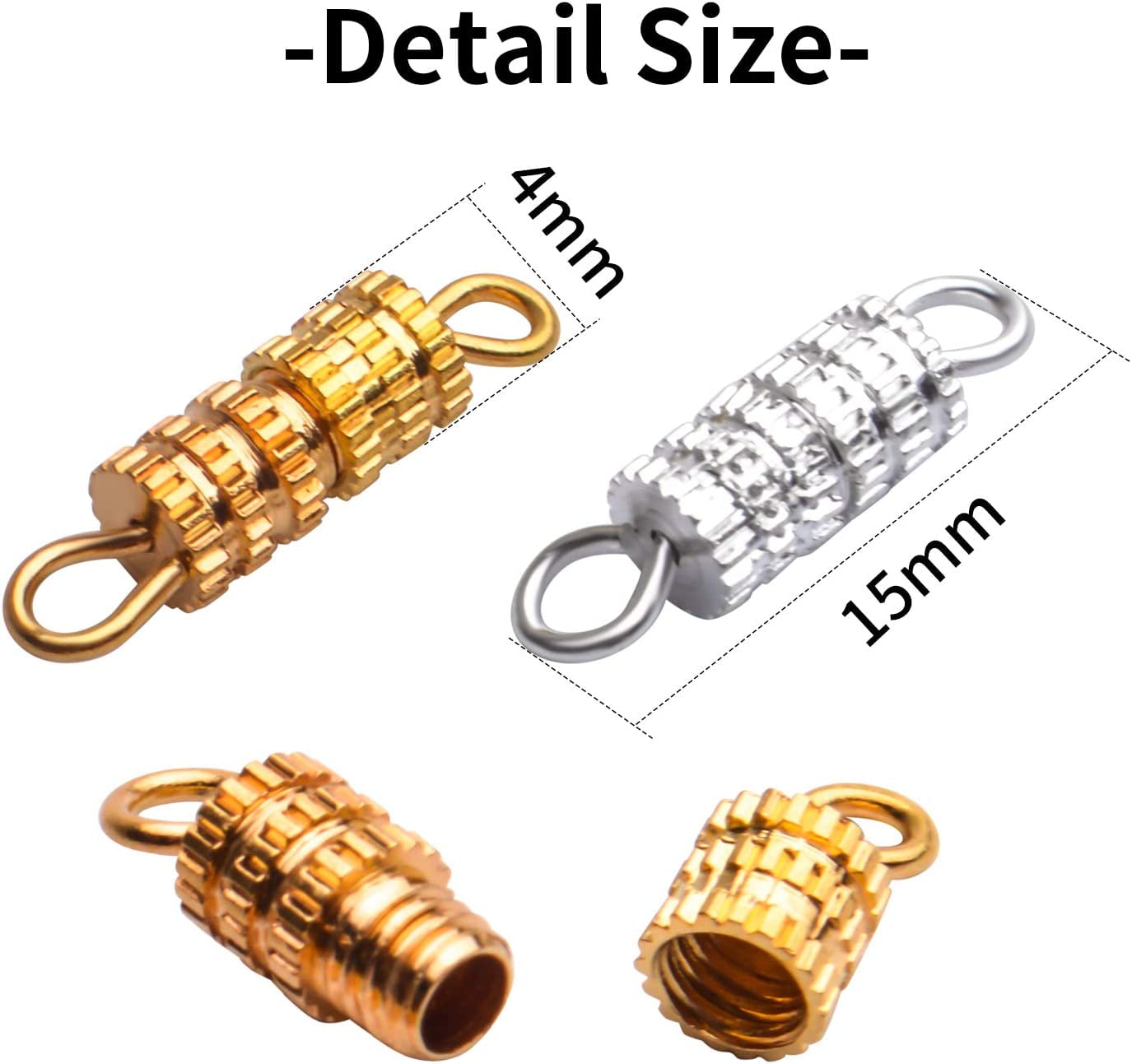 Jewelry Screw Clasps, 100pcs Golden Silver Barrel Screw Clasp Column ...