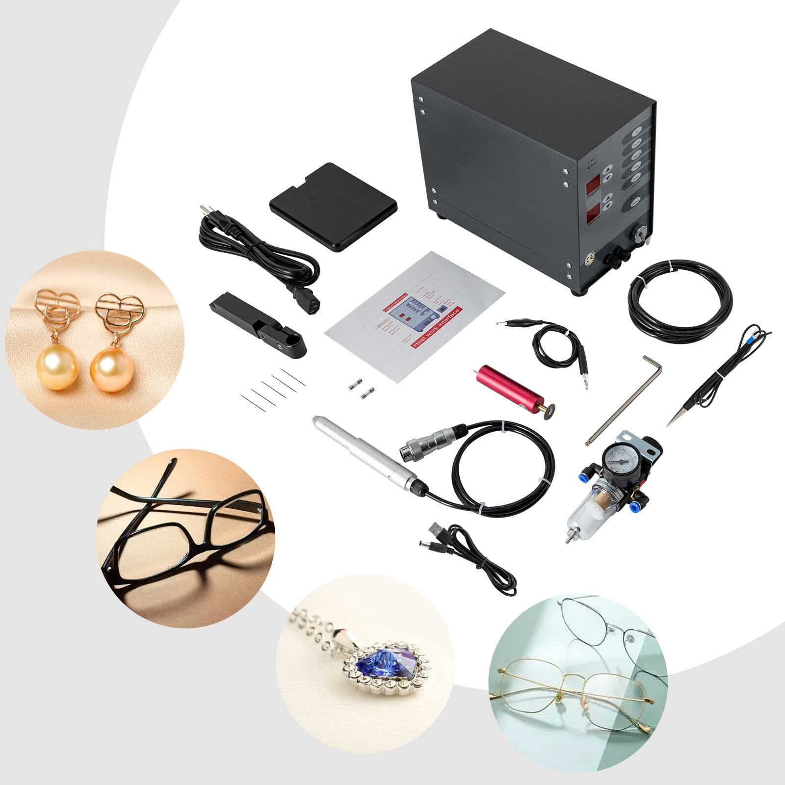 Jewelry Spot Welding Machine, 300W 110V 60HZ Pulse Argon Arc Permanent ...