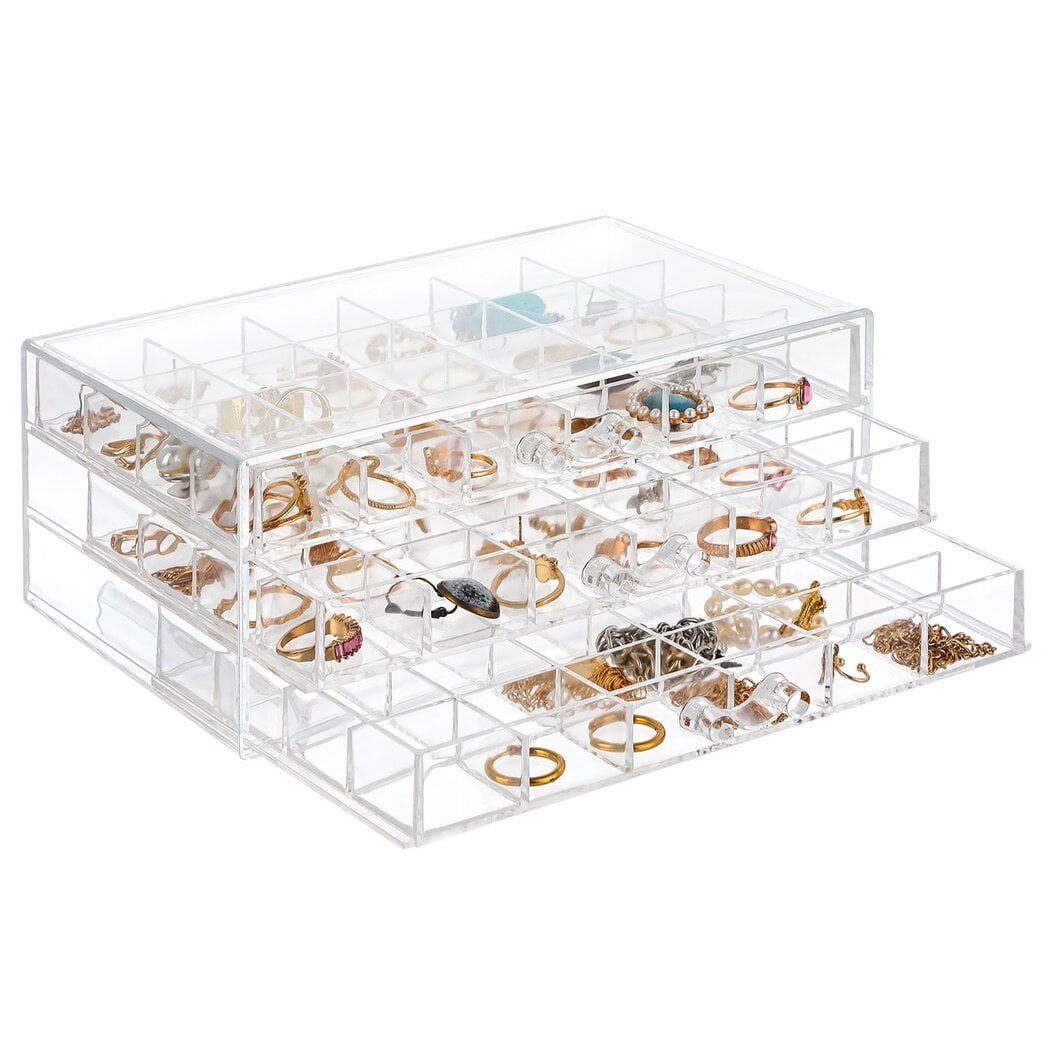 Jewelry Storage Box, 72 Grids Compartments Storage Case, Acrylic ...