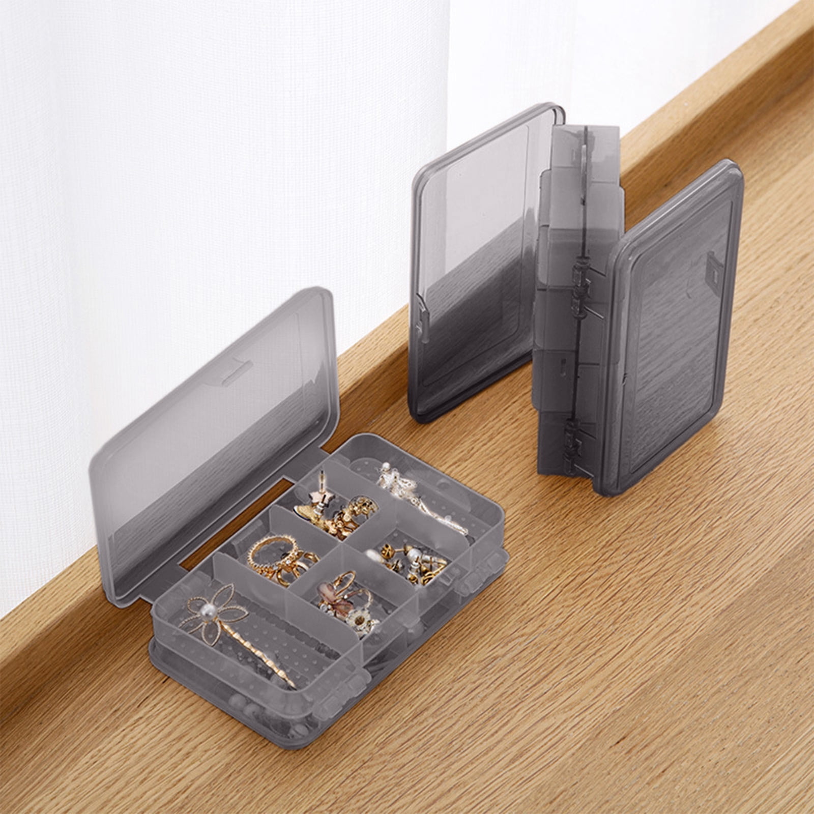 Jewelry Storage Box Organizer | Double Compartment Plastic Transparent ...