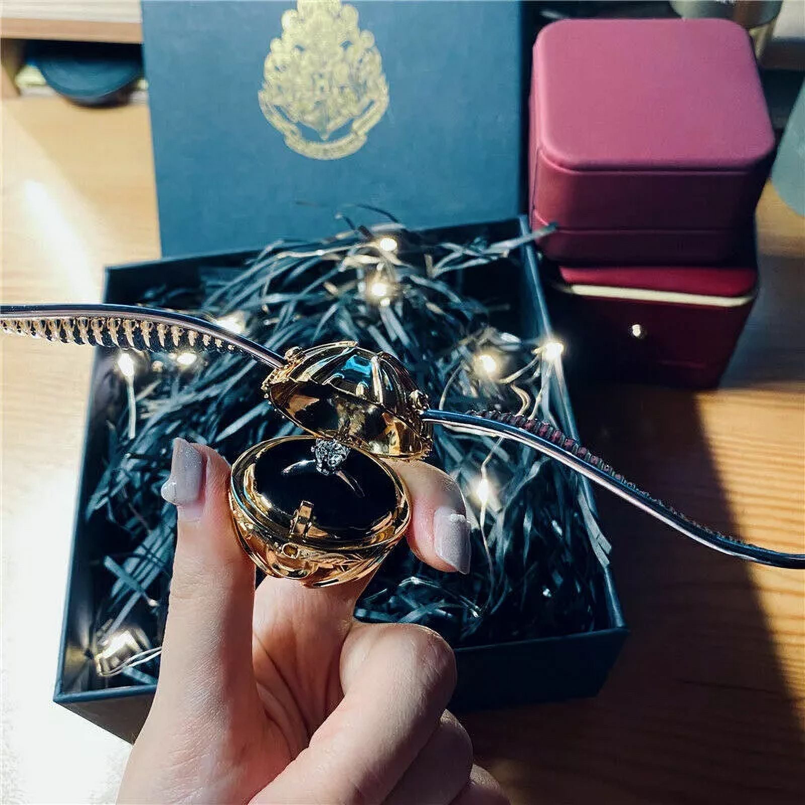 ApexComm Square Harry Potter Platinum Wing Golden Snitch Jewelry Box ...