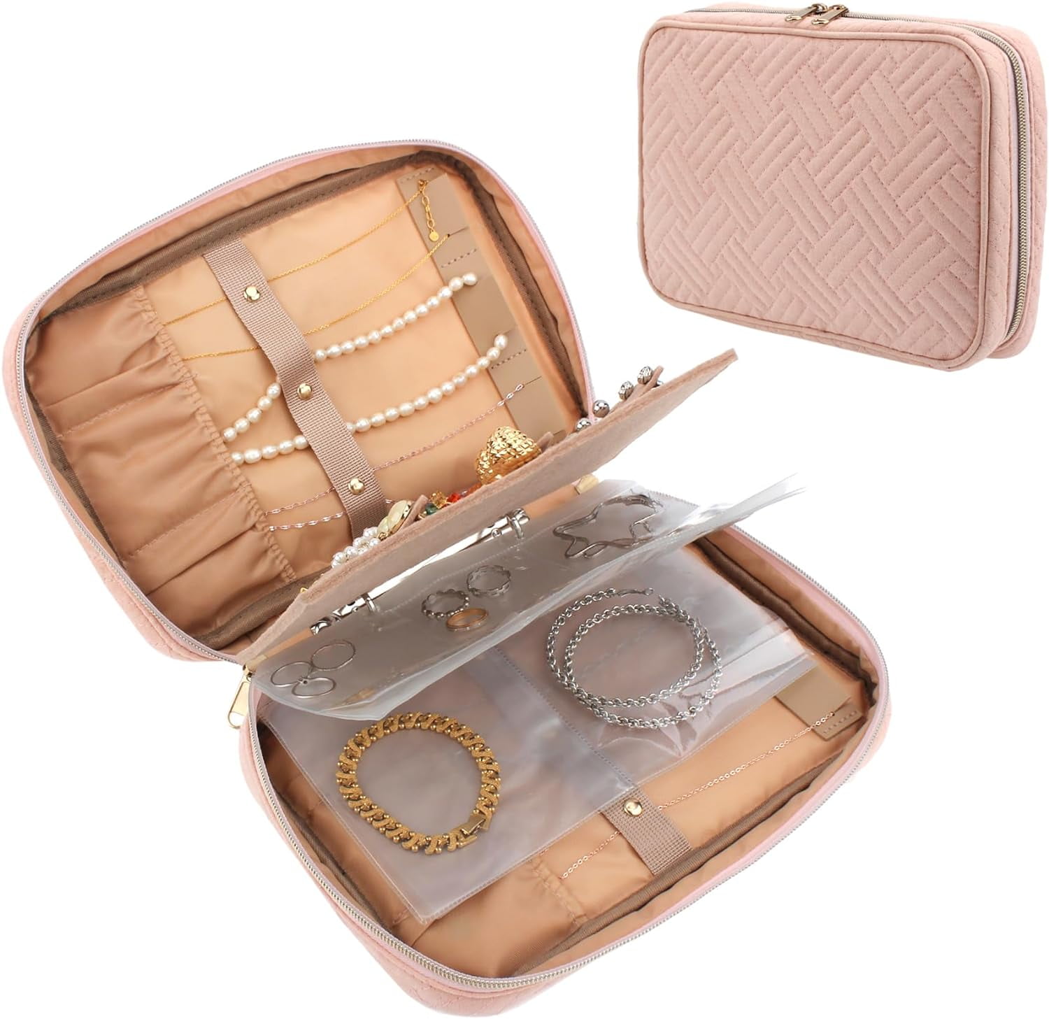 Jewelry Travel Organizer Case Transparent Jewelry Storage bags Book ...