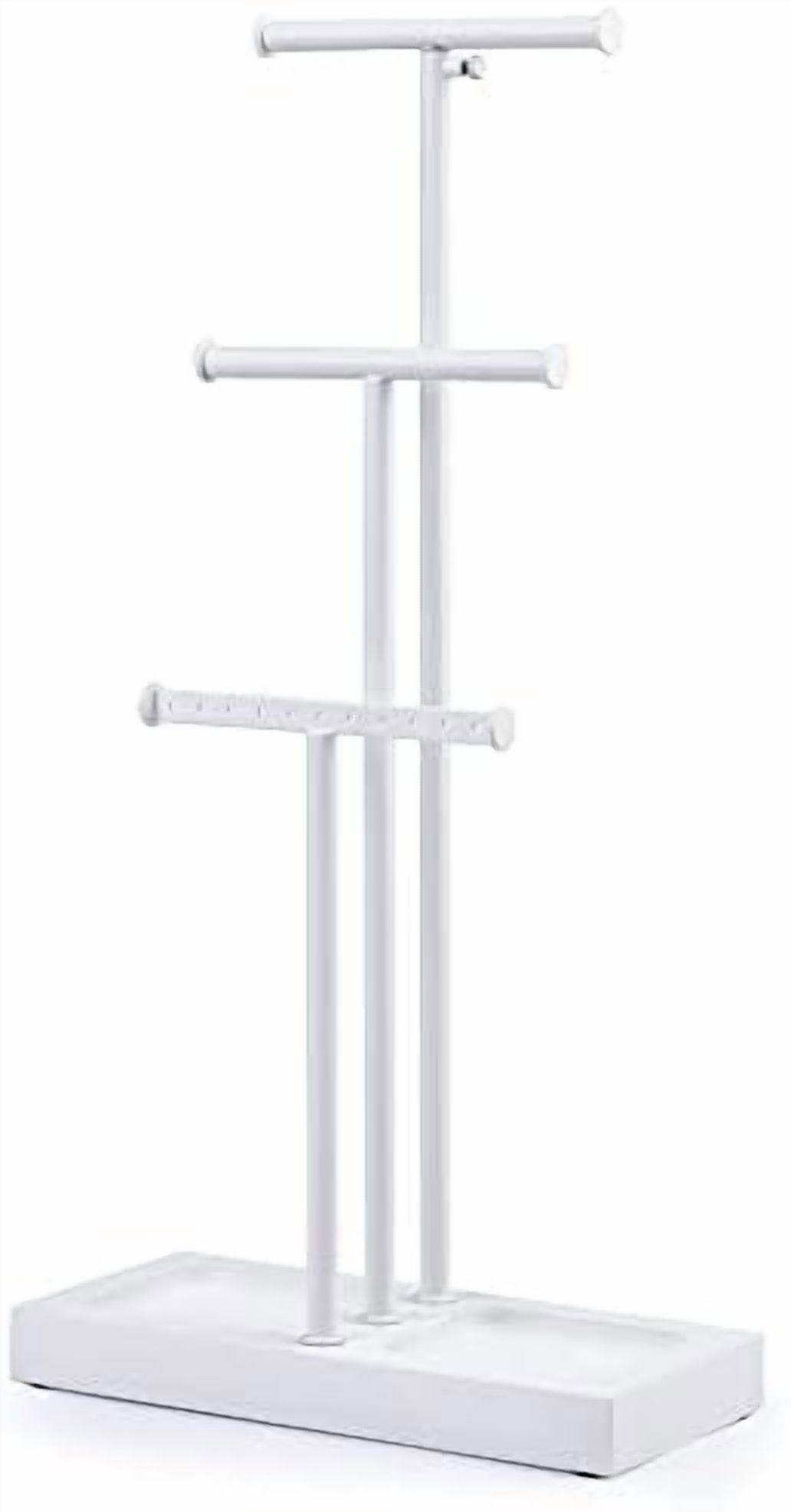 Jewelry Tree Stand White Metal and Wood Base Large Storage Jewelry ...