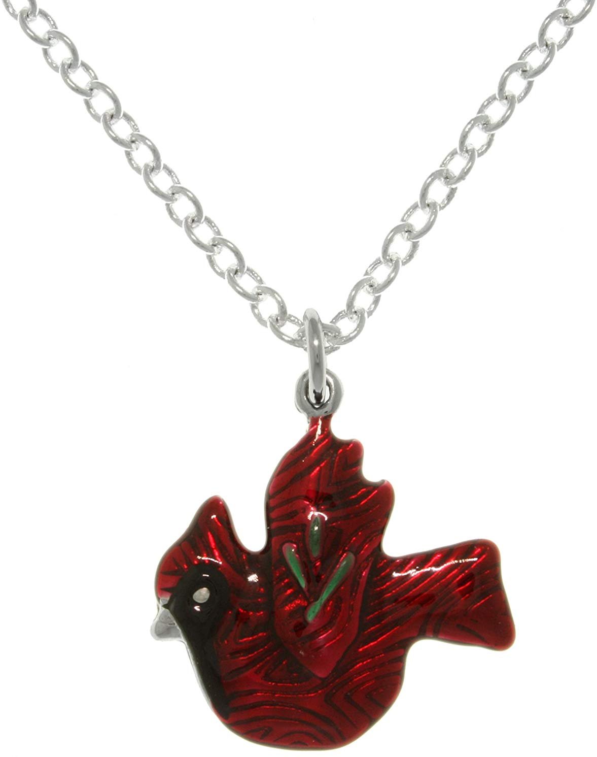 Jewelry Trends Enameled Pewter Red Cardinal Bird Charm with 18 ...