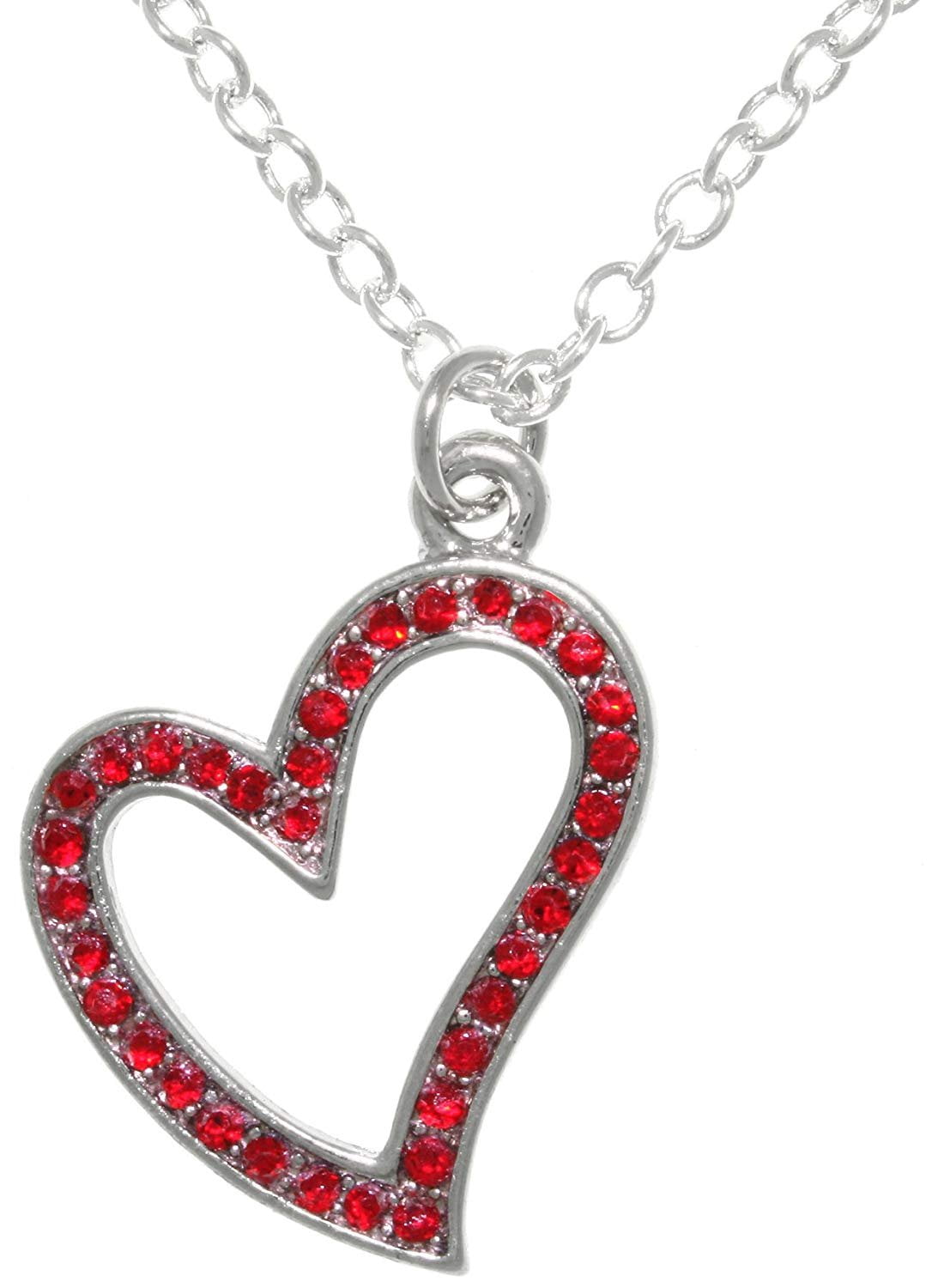 Jewelry Trends Pewter Heart Pendant with Sparkling Red Crystal ...