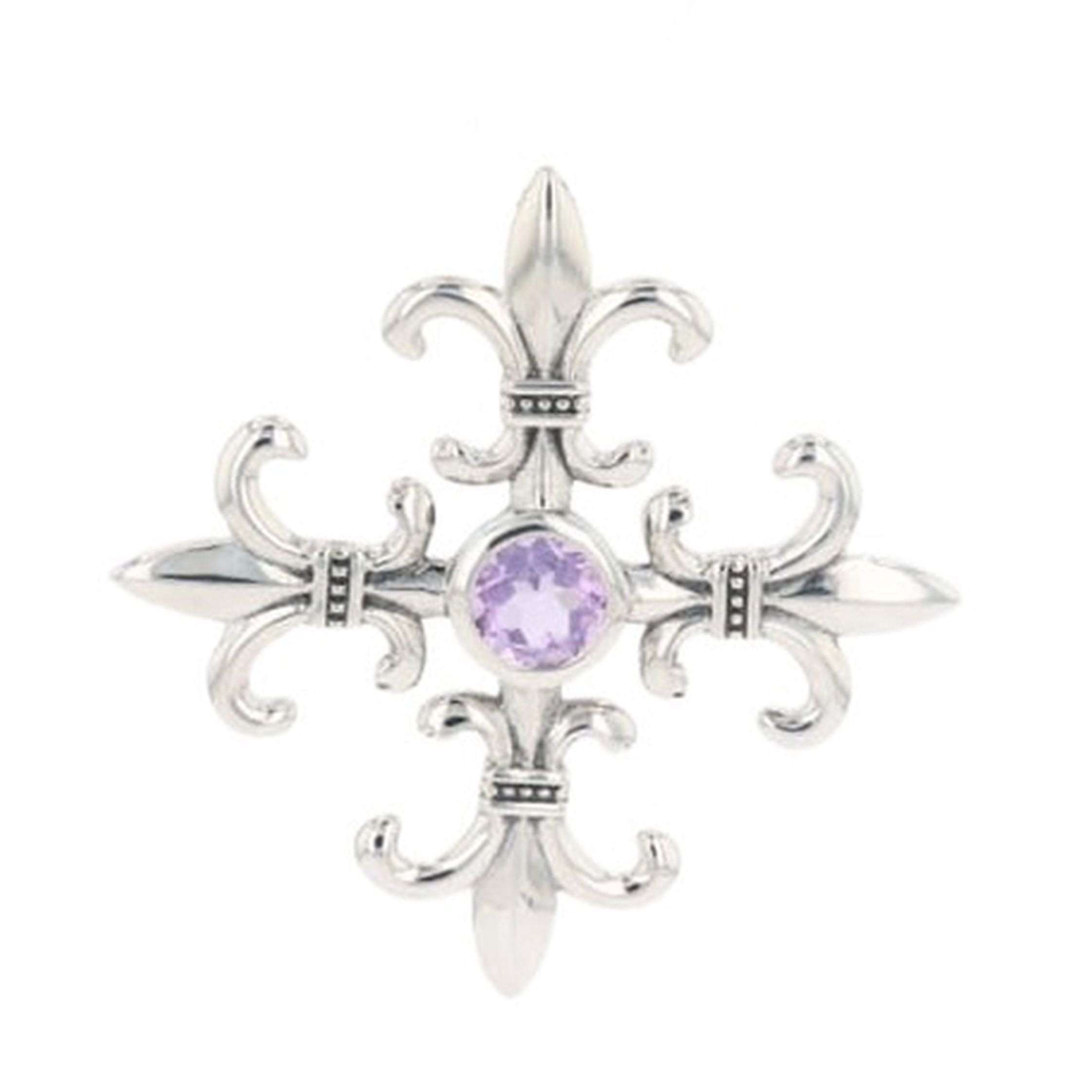 Jewelry Trends Sterling Silver Amethyst Croix La Me'Re Fleur De Lis ...