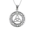 Jewelry Trends Sterling Silver Celtic Border Trinity Knot Round Pendant ...