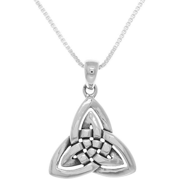 Jewelry Trends Sterling Silver Celtic Trinity Knot Weave Pendant on 22 Inch Box Chain Necklace ...