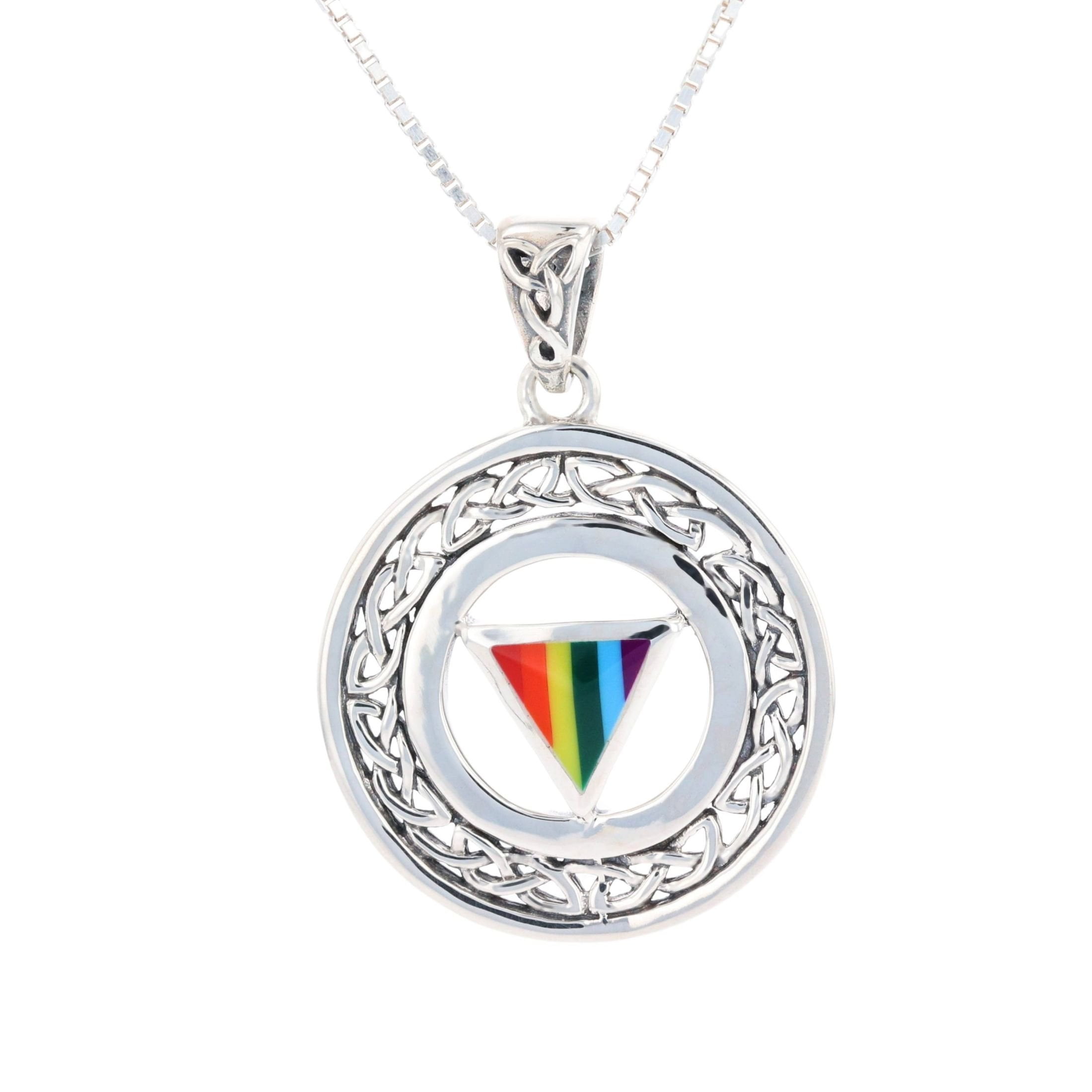 Jewelry Trends Sterling Silver Gay Pride Rainbow Triangle Celtic Knot ...