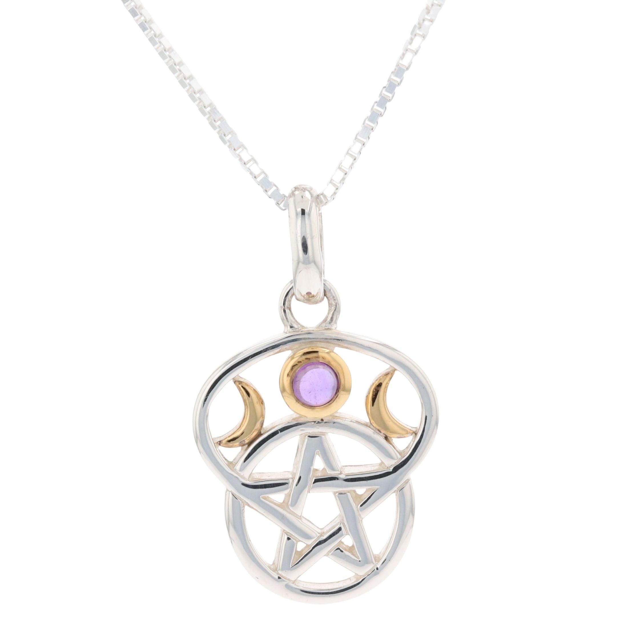 Jewelry Trends Sterling Silver Moon Goddess Pentacle Pendant with ...