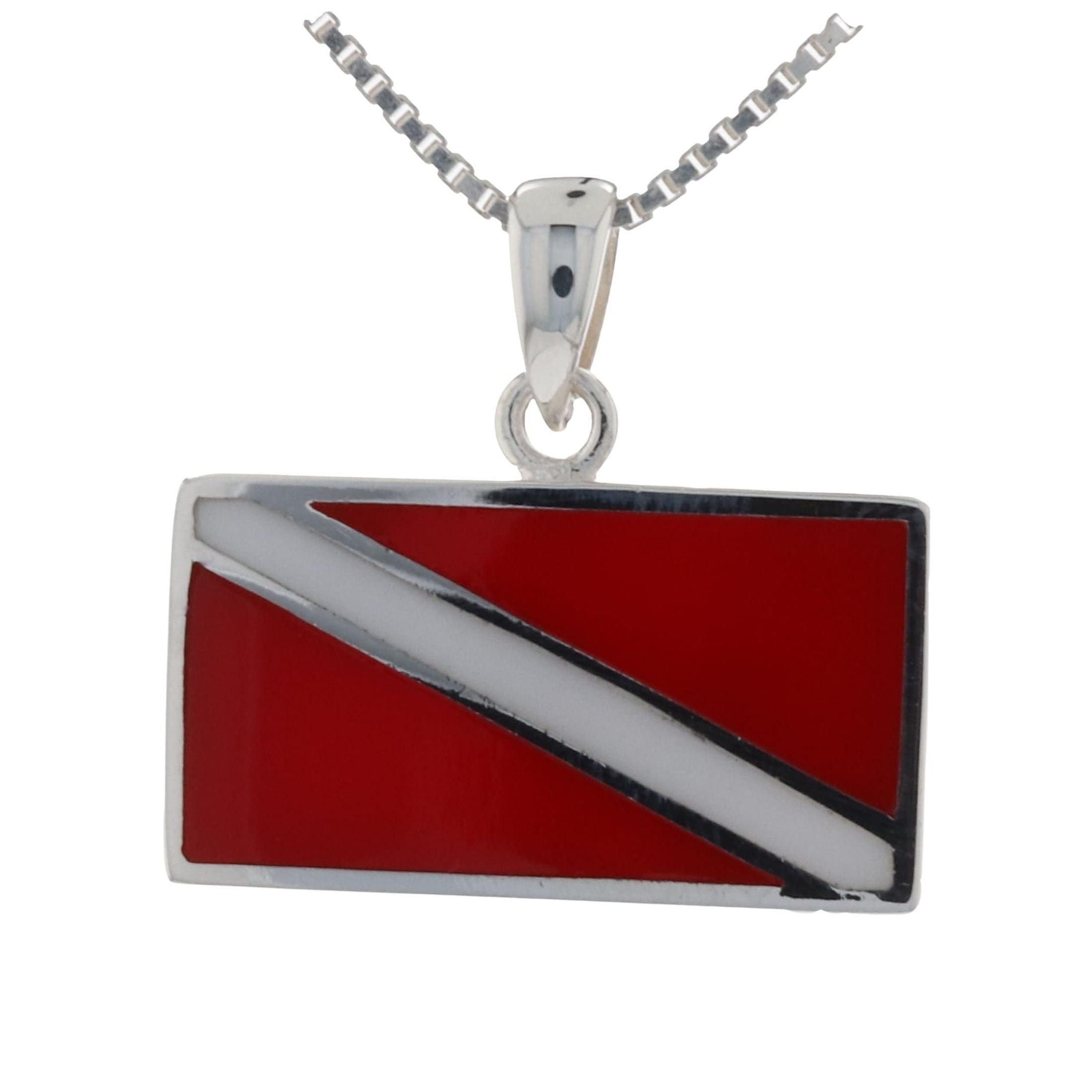 Jewelry Trends Sterling Silver Scuba Diver Down Flag Red Enameled ...