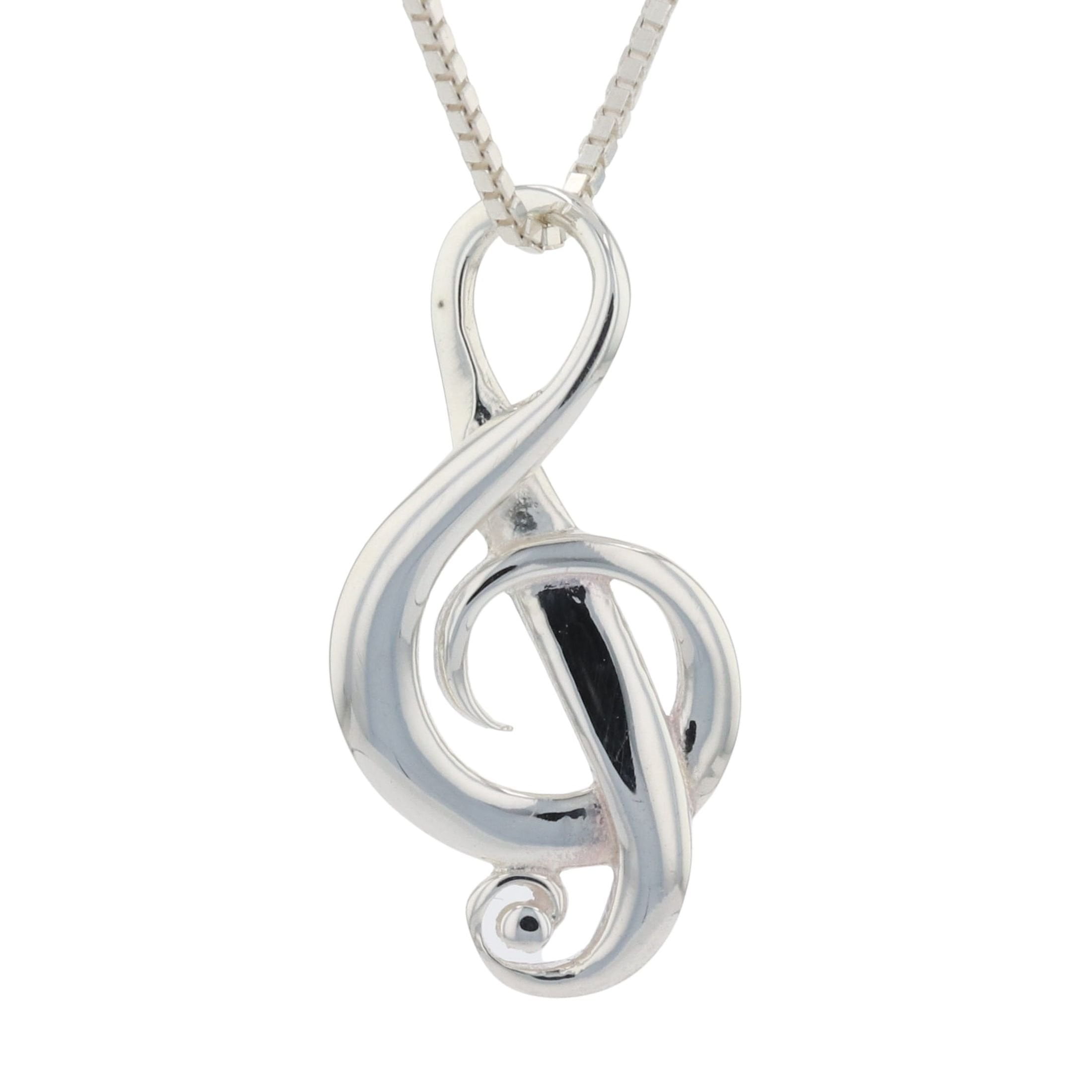 Jewelry Trends Sterling Silver Treble G Clef Music Note Symbol Pendant ...