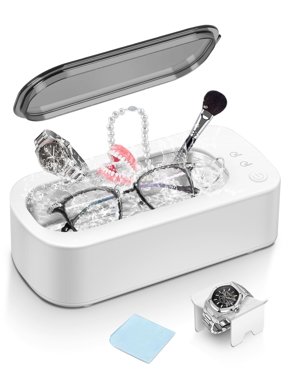 Jewelry Ultrasonic Cleaner Glasses Cleaner Machine with 2 Modes Timer ...