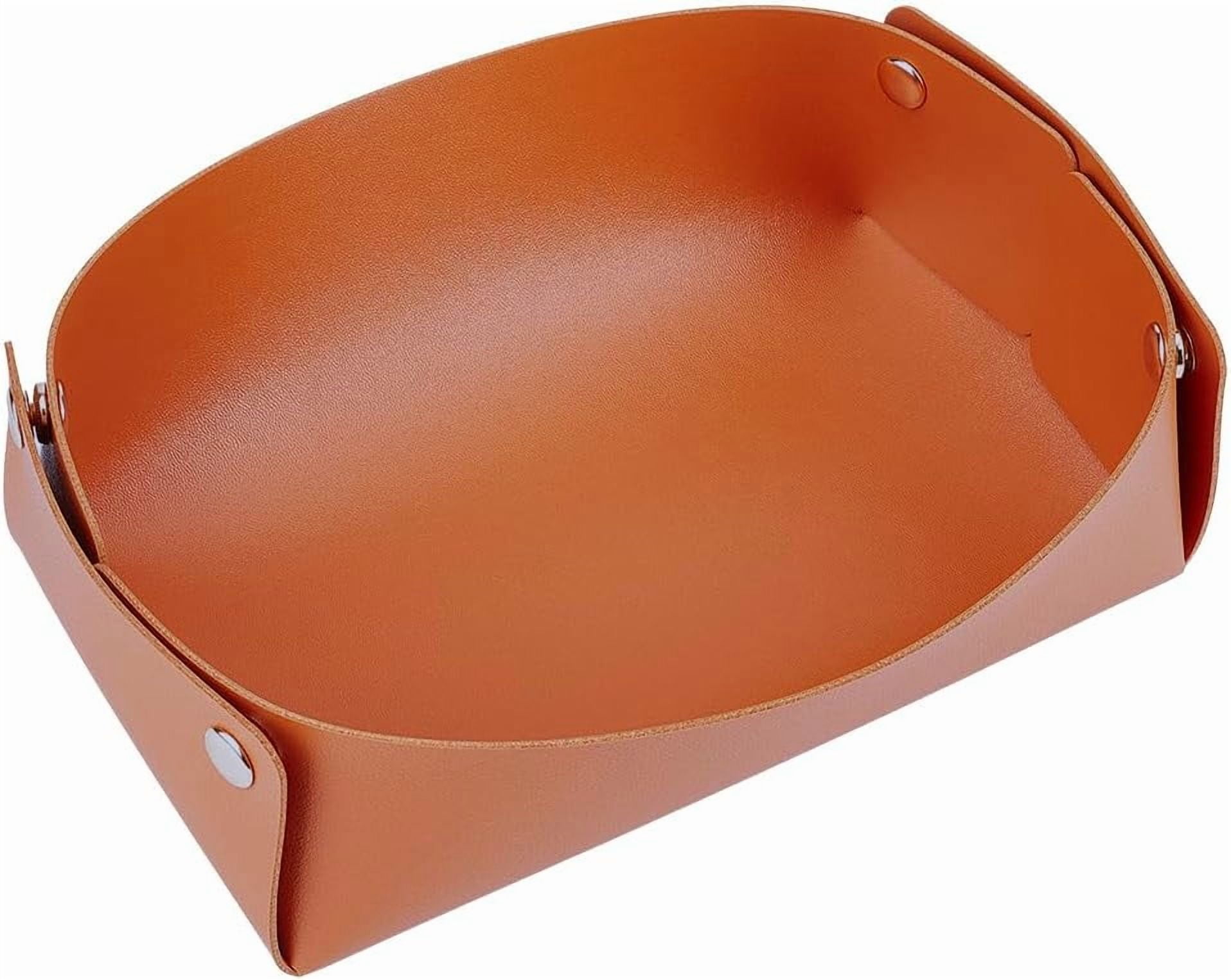 Jewelry Valet Tray PU Leather Basket Entryway Table Storage Box ...