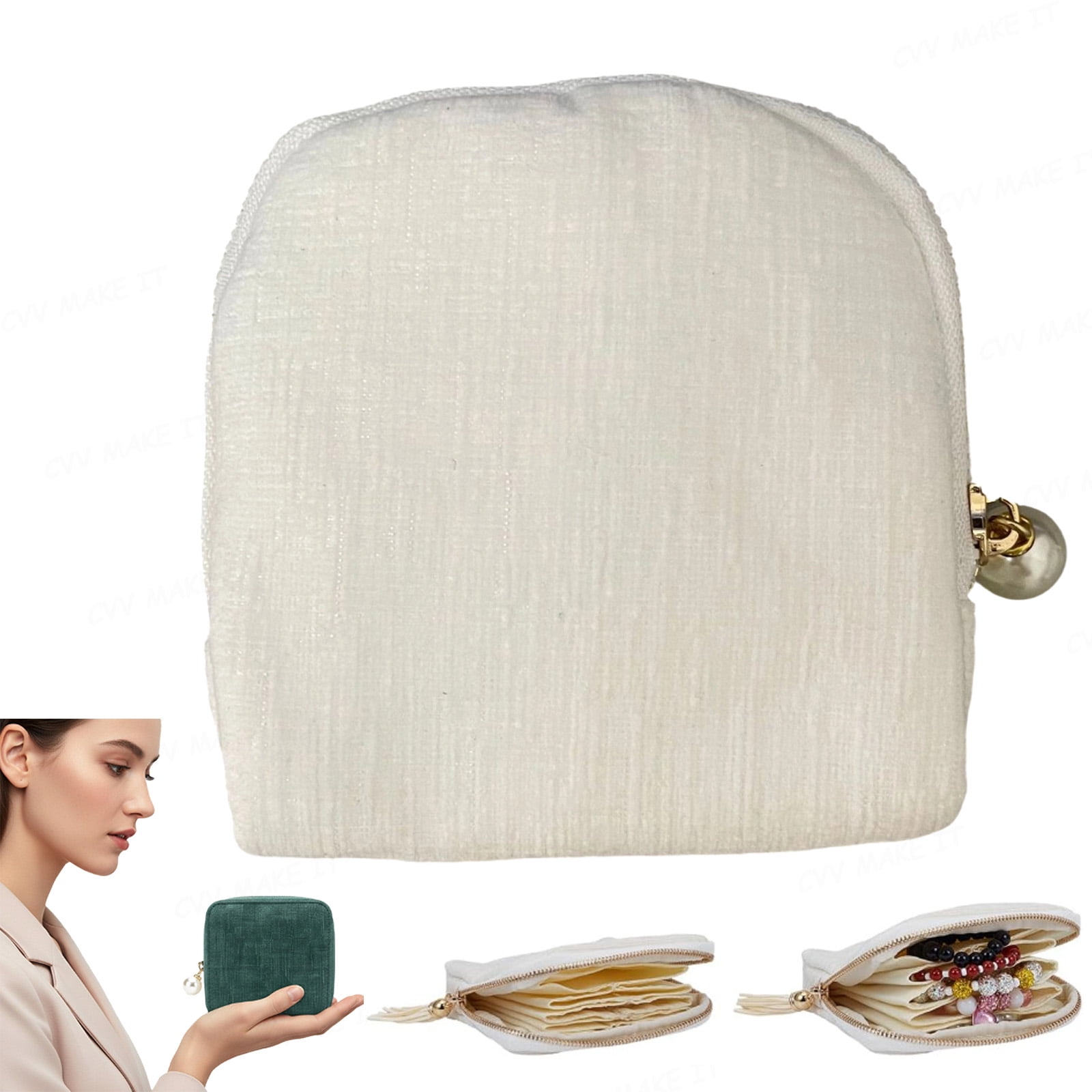 Jewelry Zippered Pocket Case Travel Jewelry Bag Portable Organizer ...