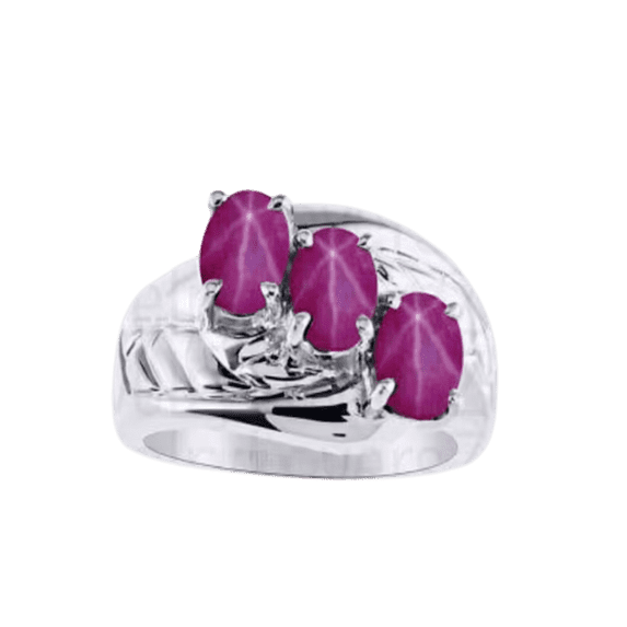 JewelryLoversZone 3 Stone Star Ruby Ring for Women 925 Solid Sterling ...