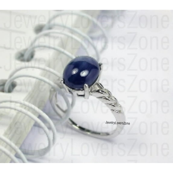 JewelryLoversZone 6-Ray Blue Star Sapphire Gemstone Women’s Ring 925 ...