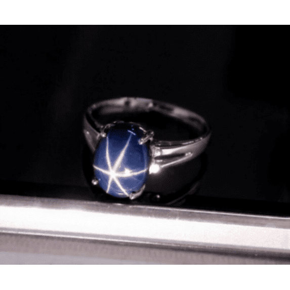 JewelryLoversZone 925 Sterling Silver Blue Sapphire Star Ring Elegant ...