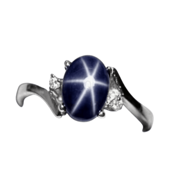 JewelryLoversZone 925 Sterling Silver Blue Star Sapphire Gemstone Ring ...