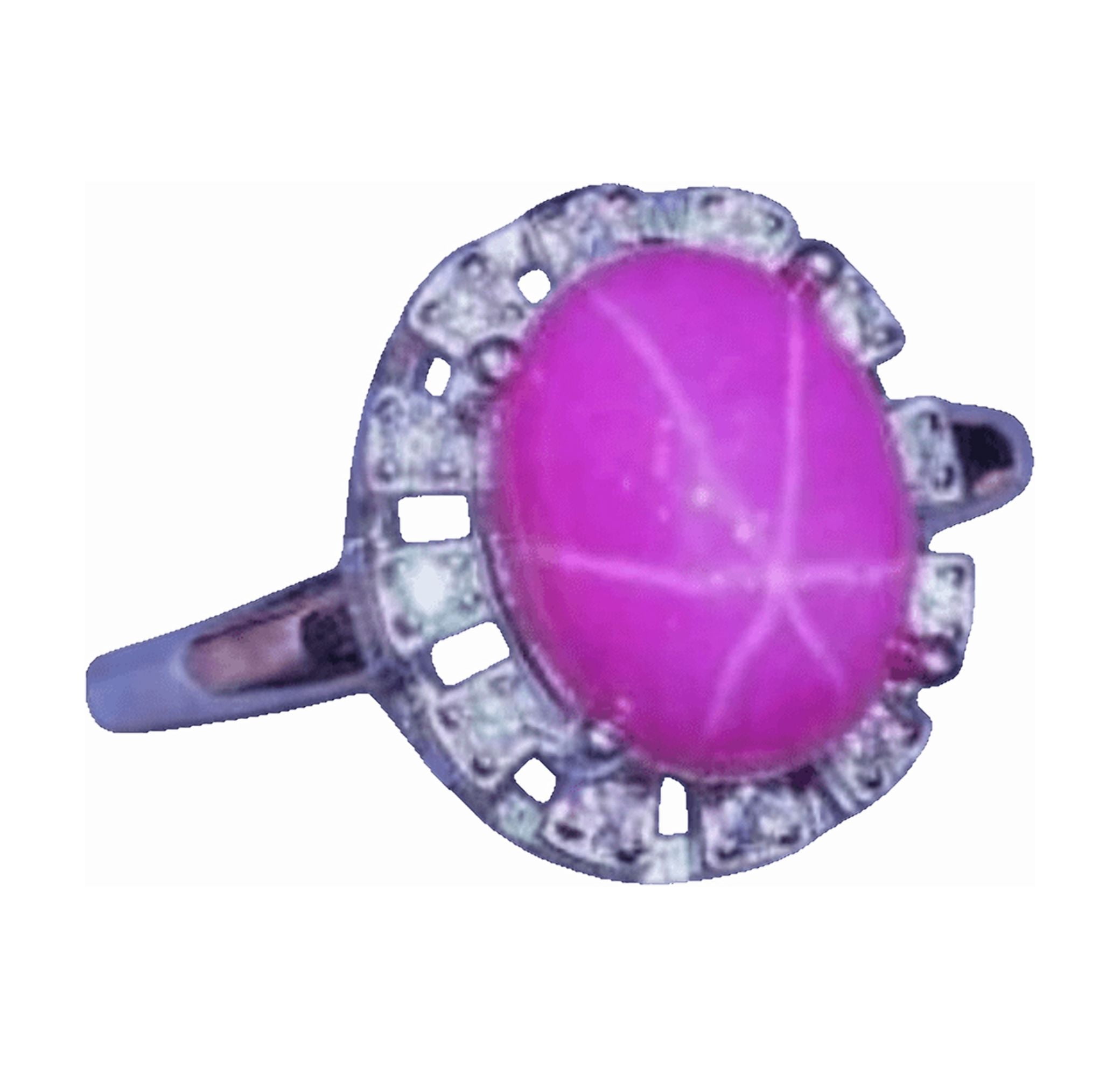 JewelryLoversZone 925 Sterling Silver Oval Cut Ruby 6-Ray Star Ring ...