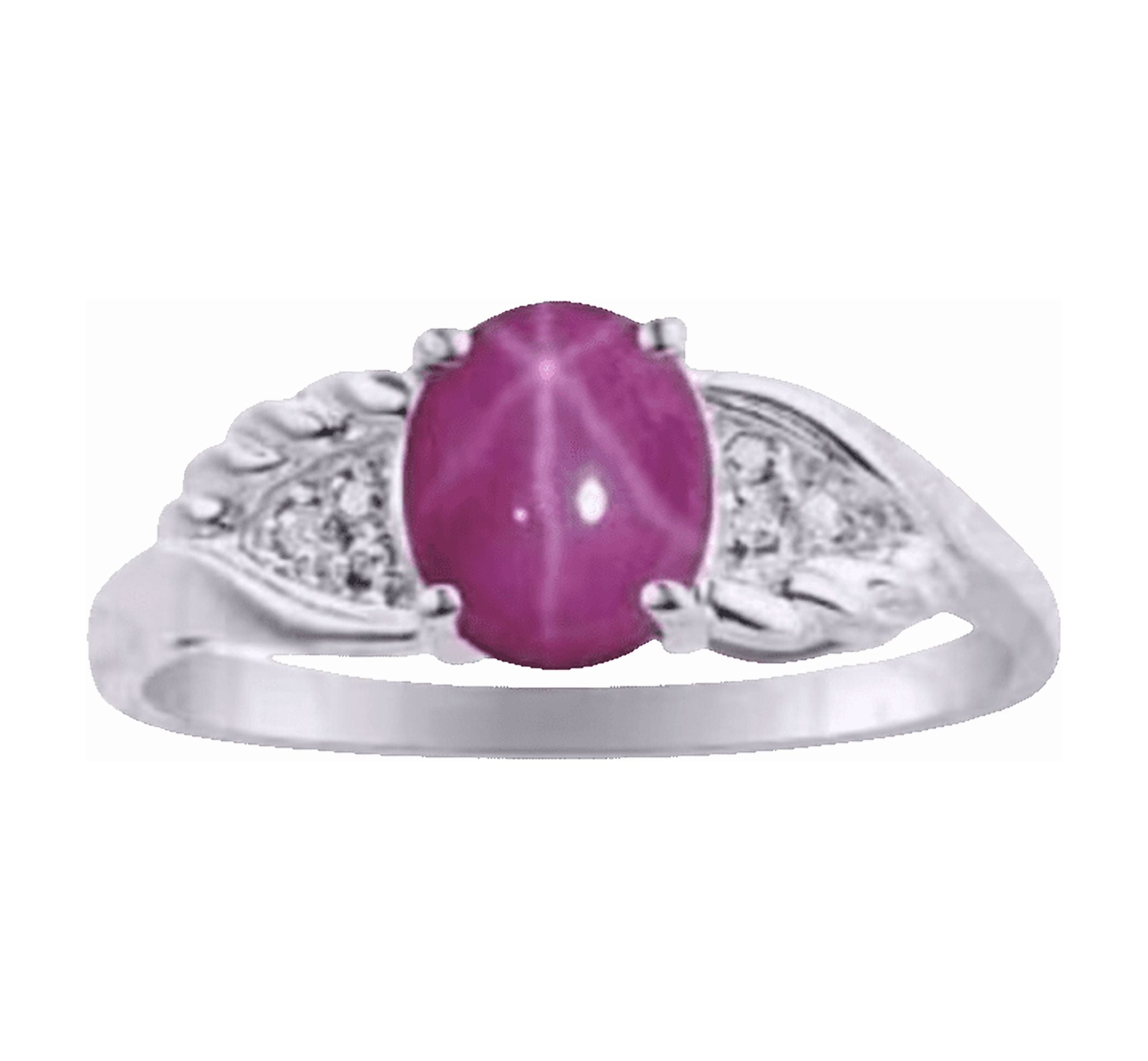 JewelryLoversZone 925 Sterling Silver Pink Star Ring Ruby 6-Ray Star ...