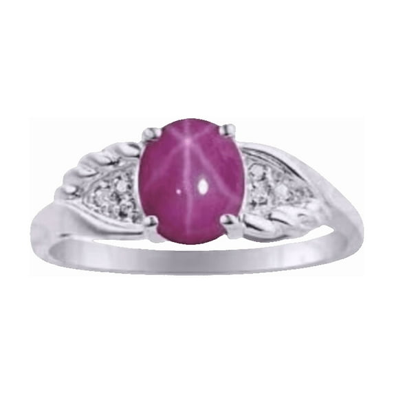 JewelryLoversZone 925 Sterling Silver Pink Star Ring Ruby 6-Ray Star ...