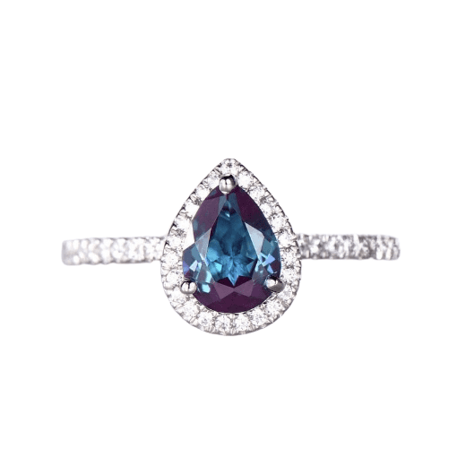 JewelryLoversZone Alexandrite Ring 925 Sterling Silver Pear Cut Color ...