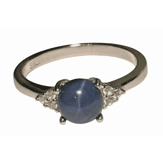 JewelryLoversZone Blue Star Sapphire Gemstone Ring 925 Sterling Silver ...