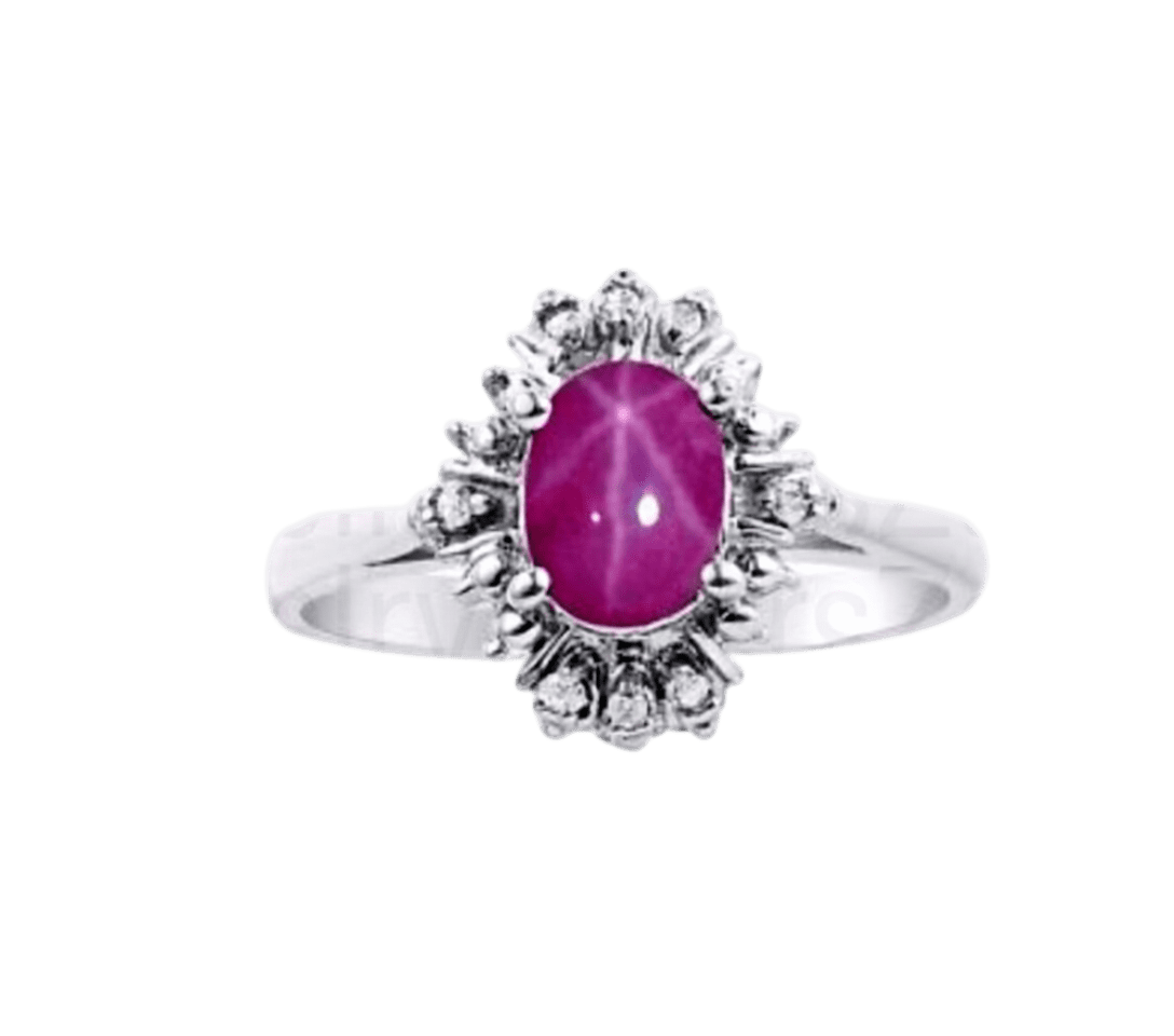 JewelryLoversZone Vintage Pink Star Ruby Ring 6-Ray Ruby Star Design ...