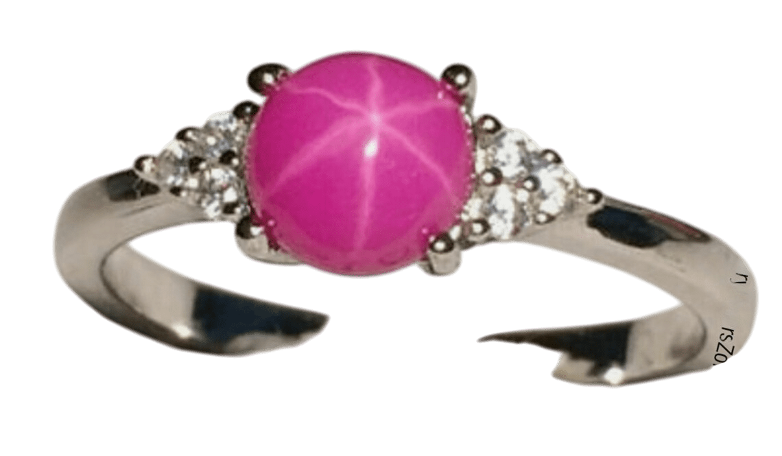 JewelryLoversZone Vintage Pink Star Sapphire Ring 925 Sterling Silver ...