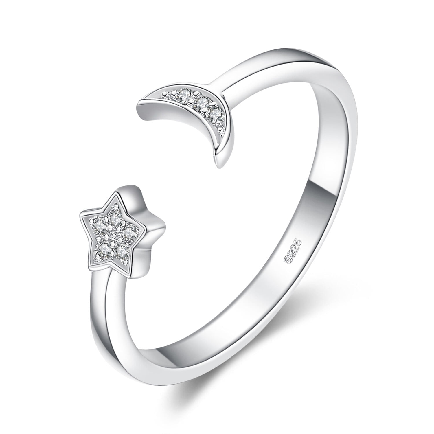 Jewelrypalace Cubic Zirconia Star and Crescent Moon Open Promise ...