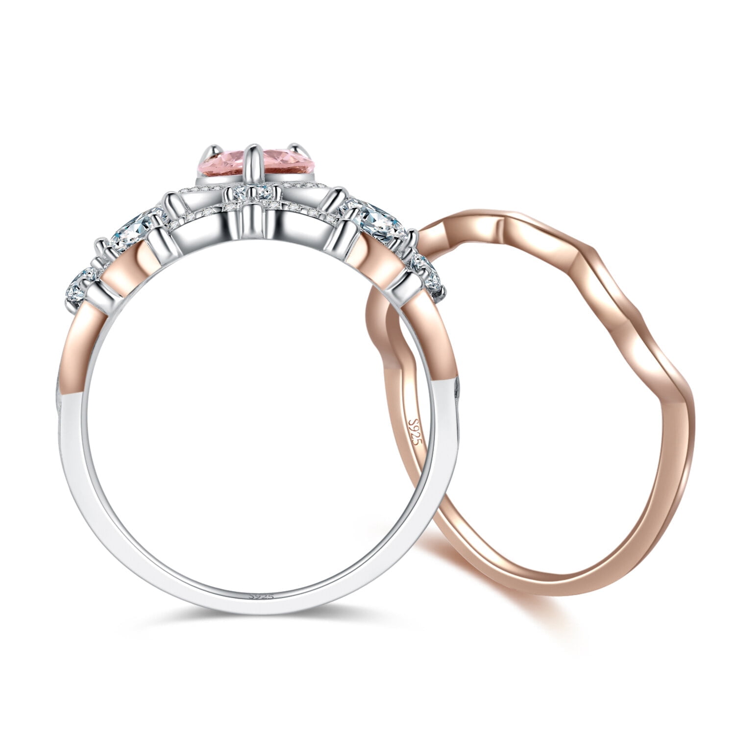 Jewelrypalace Love Heart 2.5ct Created Pink Morganite Sapphire Halo Engagement Rings For Women ...