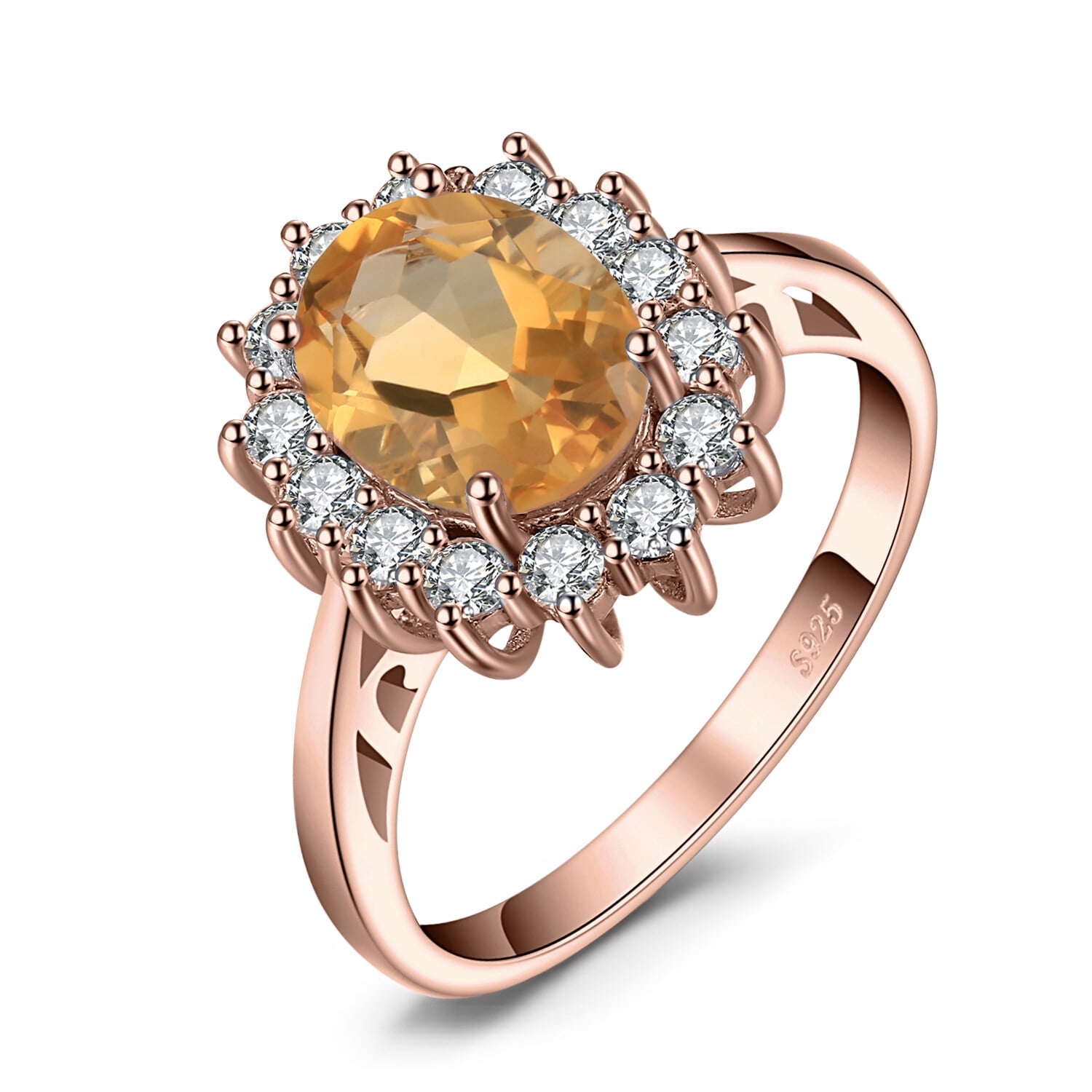 Jewelrypalace Natural Gemstones Citrine Birthstone Halo Solitaire ...