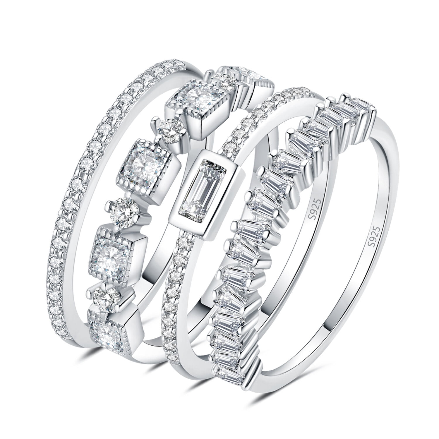 Jewelrypalace Princess Emerald Cut Cz Stackable Wedding Ring Eternity