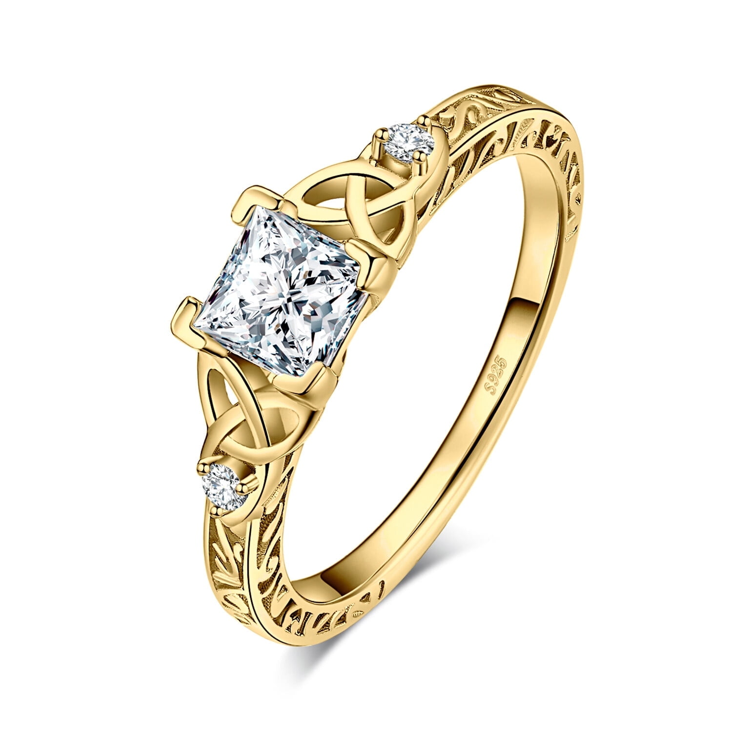Jewelrypalace Vintage Celtic Knot Princess Cut 1.2ct Cubic Zirconia Solitaire Engagement Ring ...