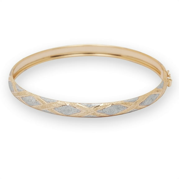 7.5mm 14k Solid Gold Two-tone Polished and Textured Fancy Link Bracelet ...